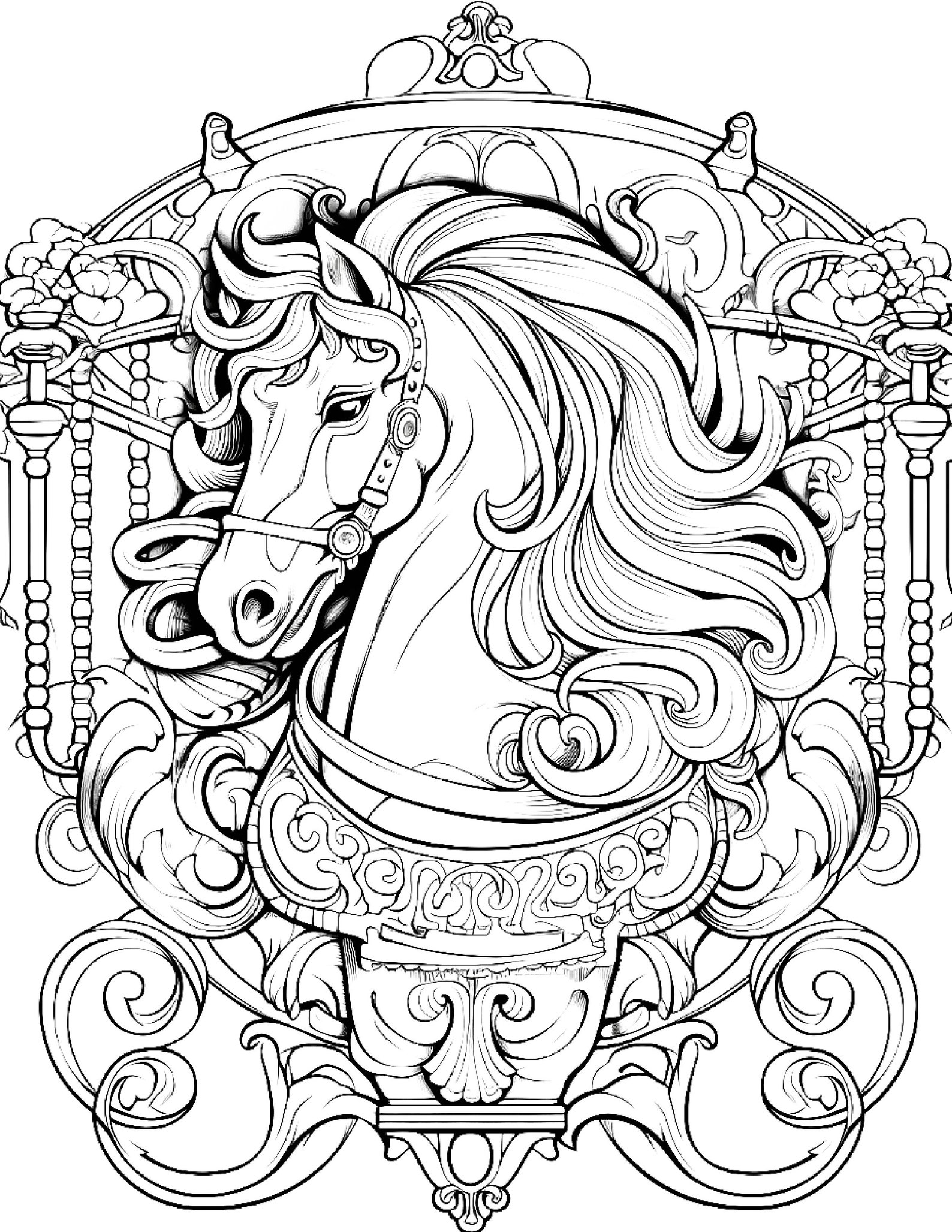 Carousel Horse Coloring Pages: 5 Printable Designs (digital Download ...