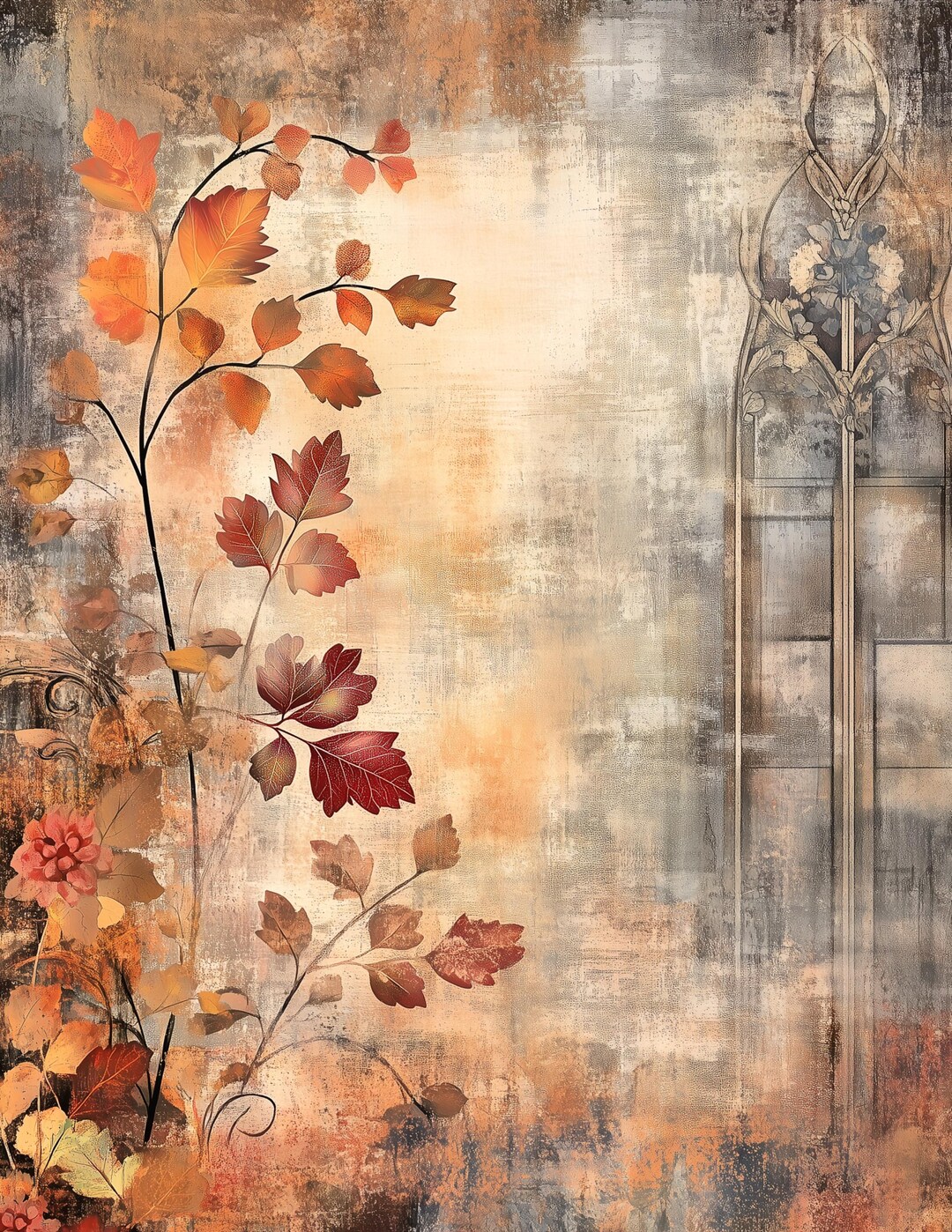 Autumn Leaves Background Paper Set: Printable Stationery (digital ...