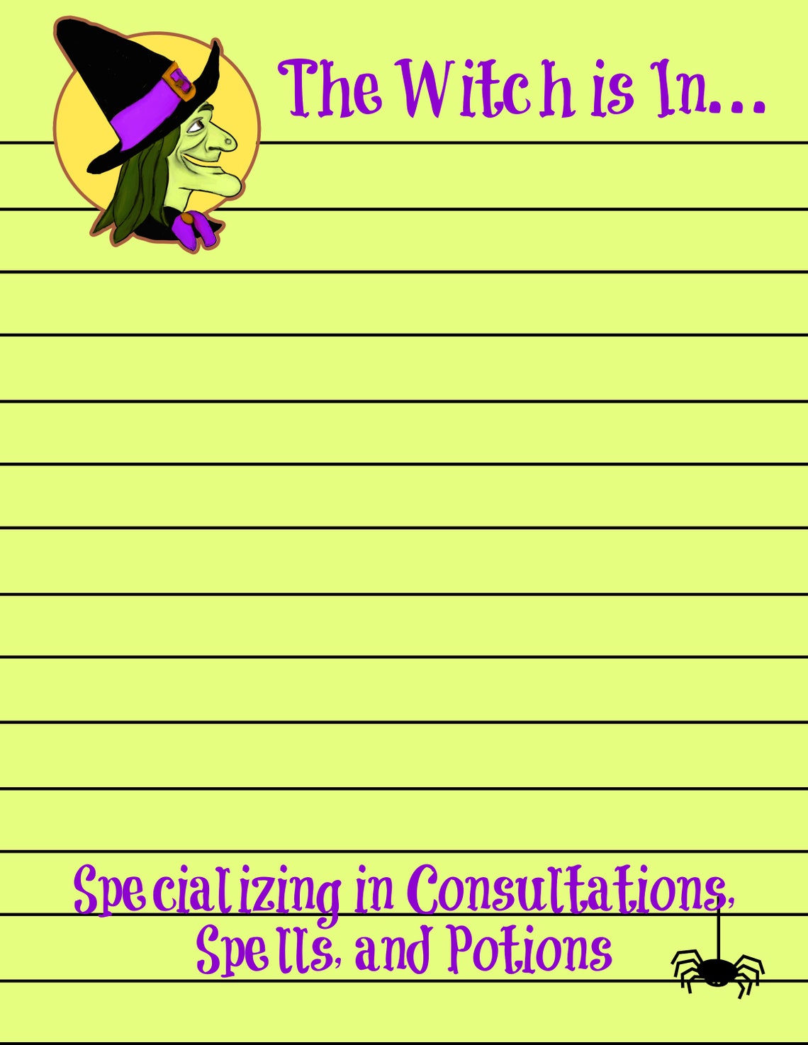 Instant Download Printable "the Witch is In..." Halloween Stationery ...