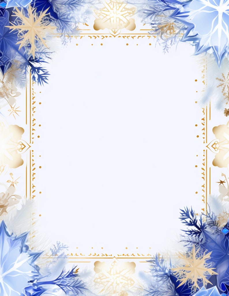 Blue Floral Winter Stationery: Printable Writing Paper (digital ...