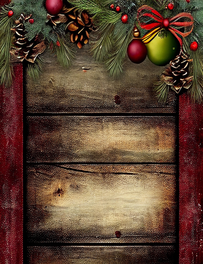 Christmas Woods Five Decorative Digital Papers/backgrounds in Rustic ...
