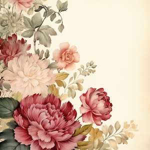 Antique Floral Lined and Unlined Writing Papers for Instant Download in ...