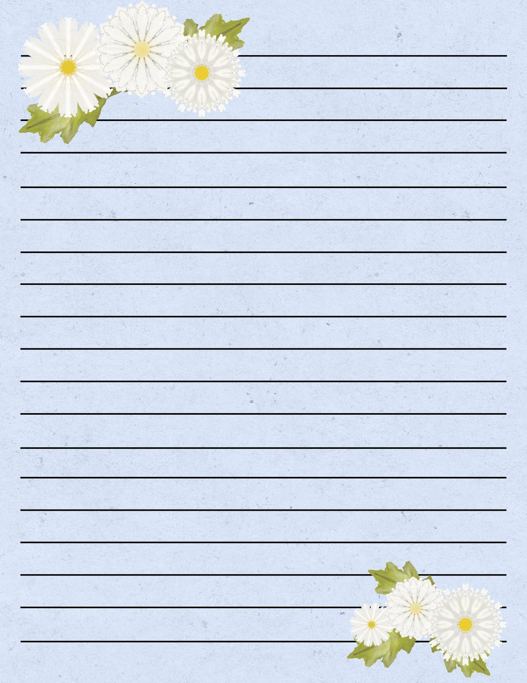 Sweet Daisies Lined and Unlined Instant Download Stationery Set ...