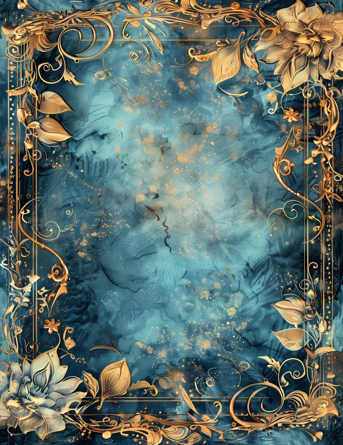 Sapphire Floral Writing Paper: Printable Journal Pages (digital ...