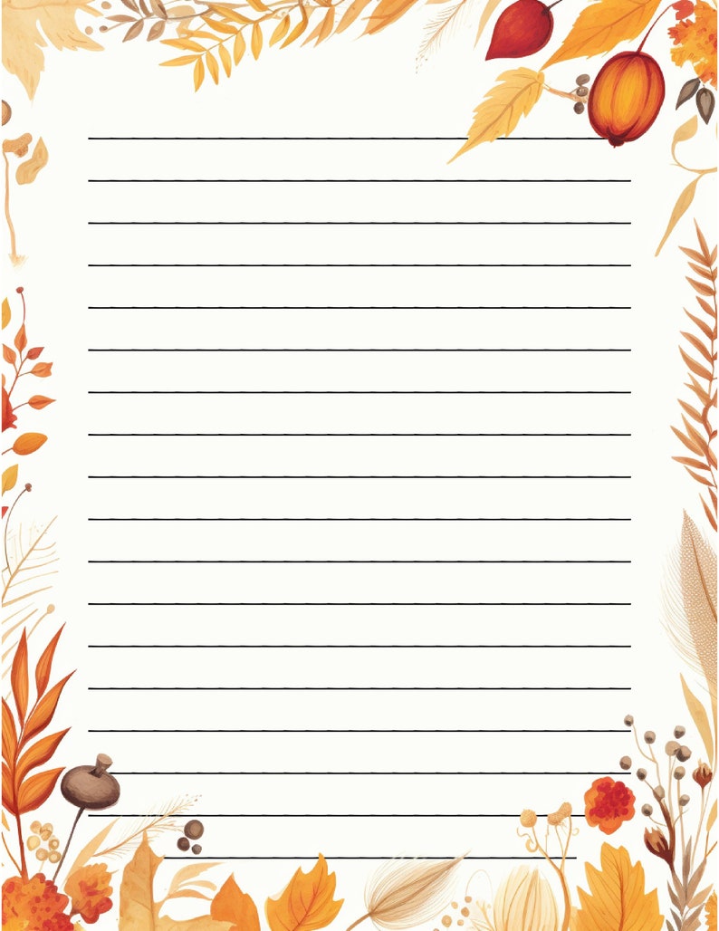 Autumn Themed Lined and Unlined Writing Papers, Two Designs - Etsy