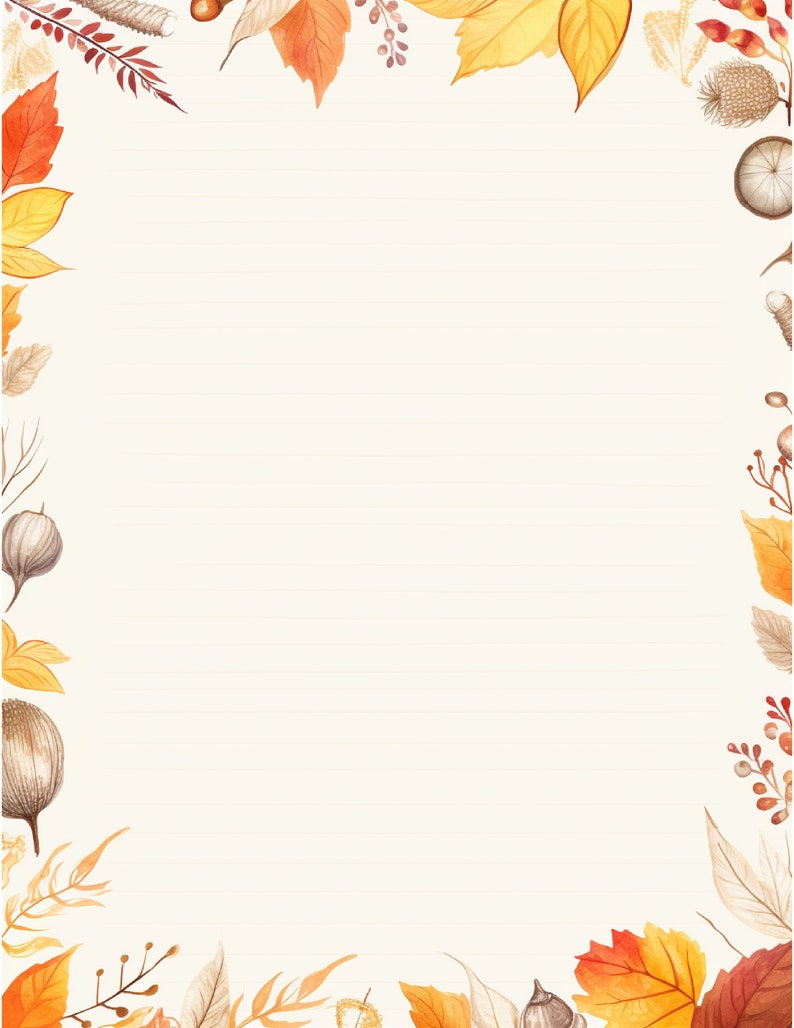 Autumn Themed Lined and Unlined Writing Papers, Two Designs - Etsy