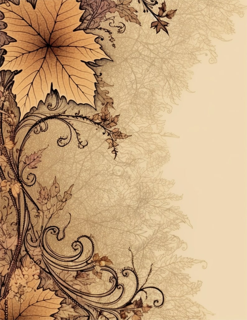 Autumn Leaves Writing Paper: Thanksgiving Stationery Set (digital ...