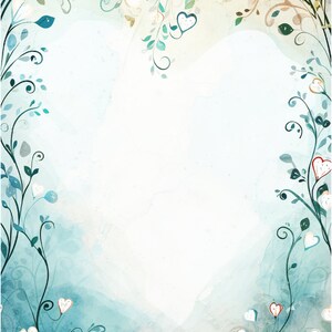Winter Hearts Writing Paper: Printable Valentine Backgrounds (digital ...