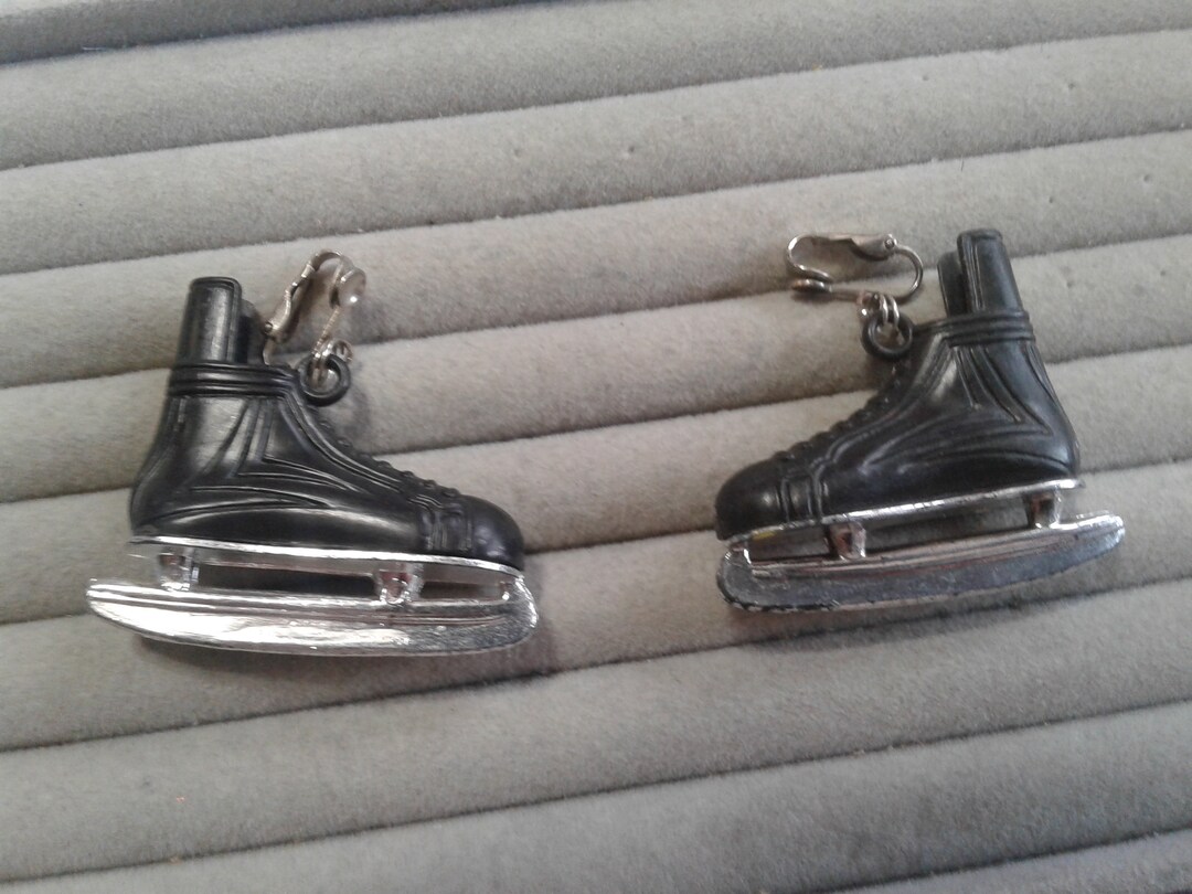 Vintage Novelty Large Plastic Ice Skate Dangling Clip on Earrings - Etsy