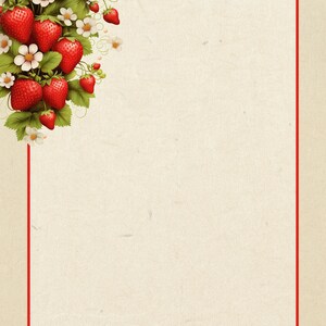 Strawberry Season Lined and Unlined Writing Papers, Instant Download ...