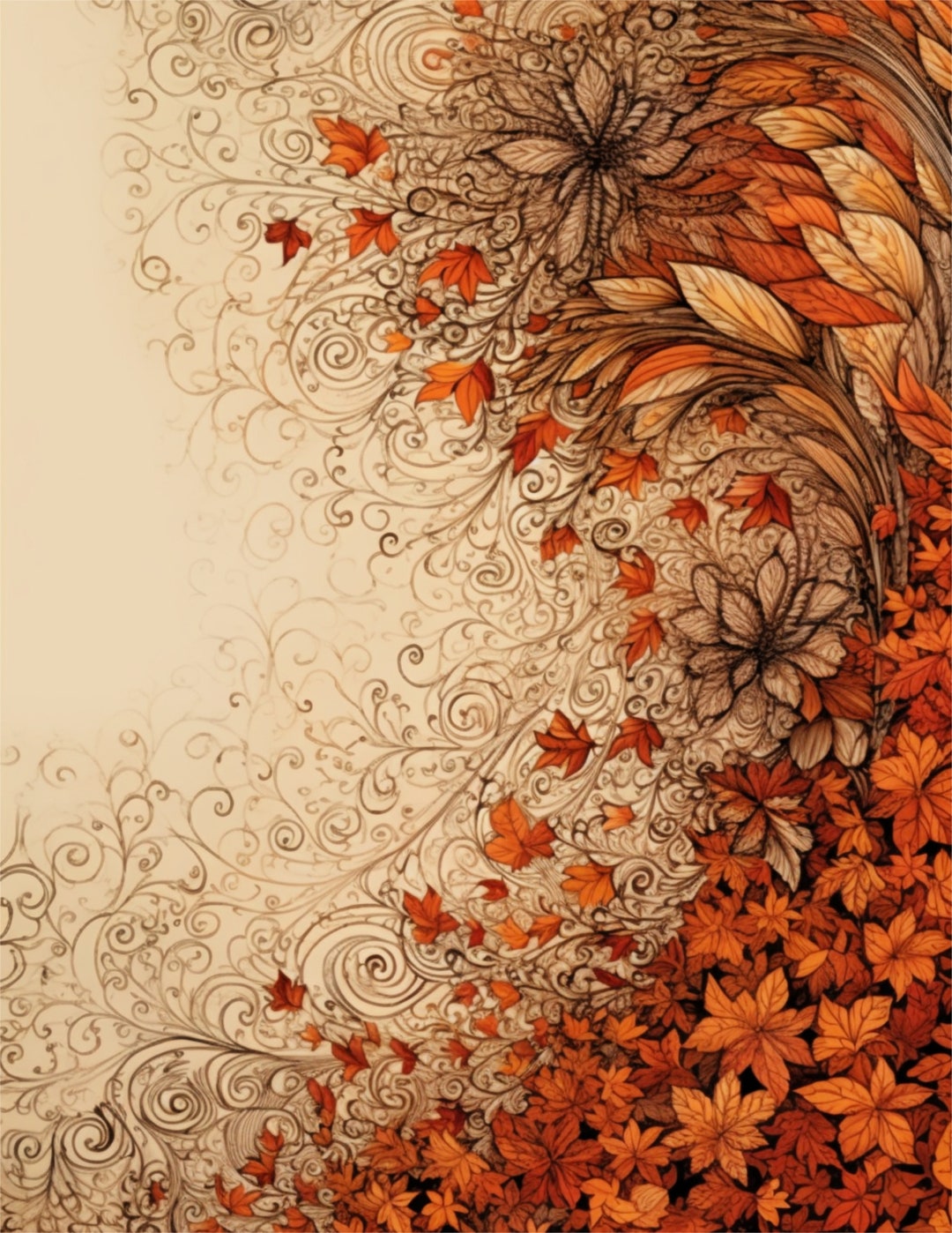 Autumn Leaves Writing Paper: Thanksgiving Stationery Set (digital ...