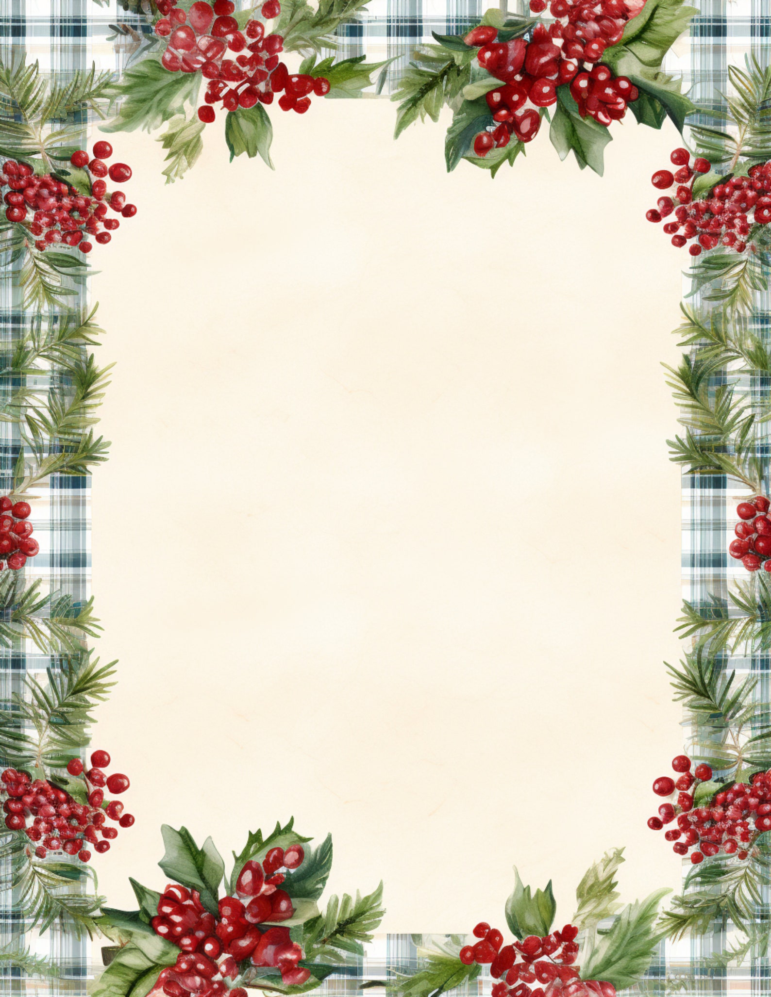 Tartan Memories Christmas Winter Holiday Bordered Digital Papers ...