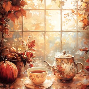 Five Autumn Teatime Digital Papers/backgrounds for Instant Download - Etsy