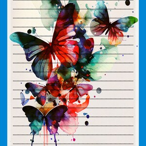 Butterflies Lined and Unlined Writing Papers for Instant Download - Etsy