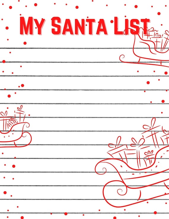 Instant Download Santa List to Print at Home | Etsy