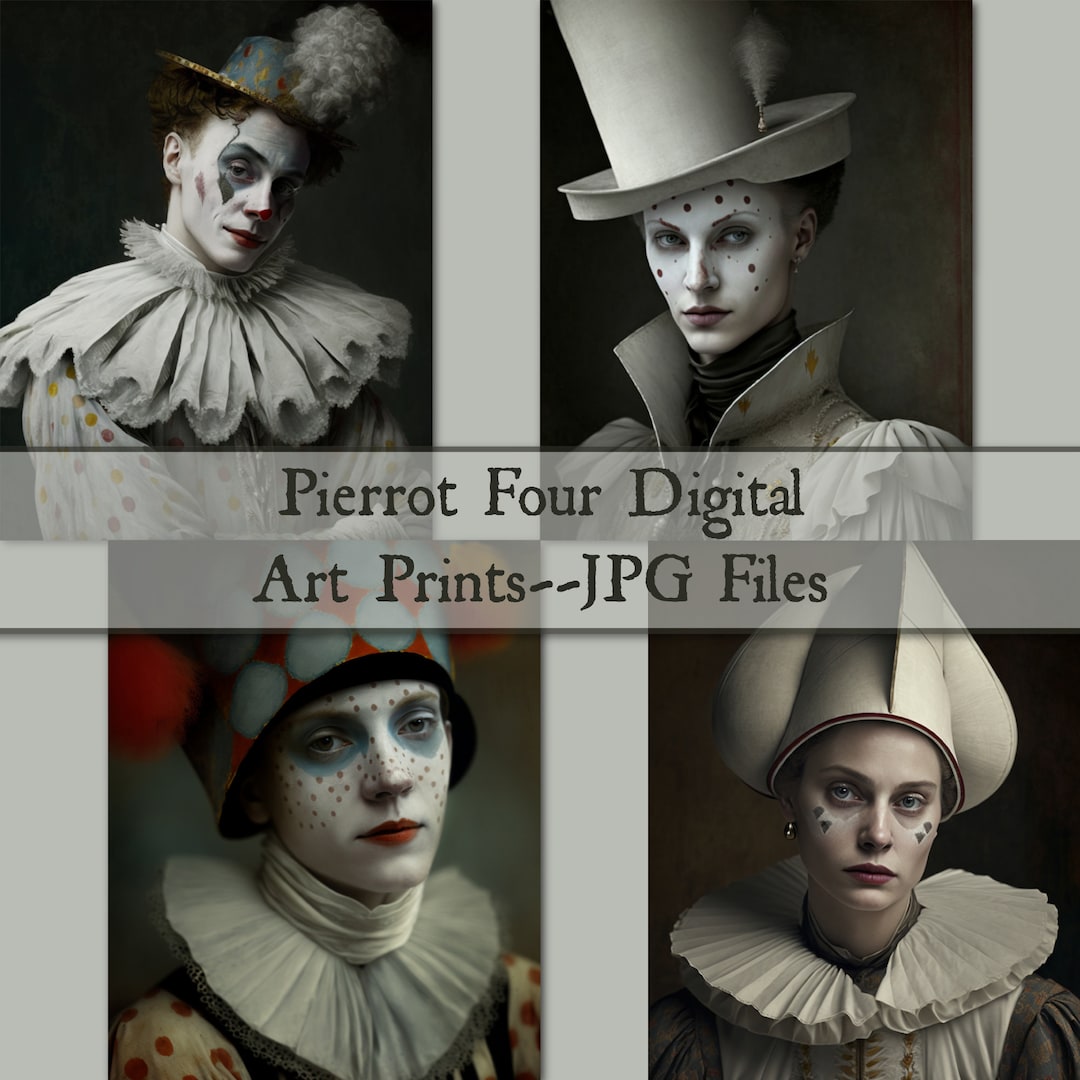 Pierrot, Four Digital Art Prints for Instant Download, 8 X 10 - Etsy