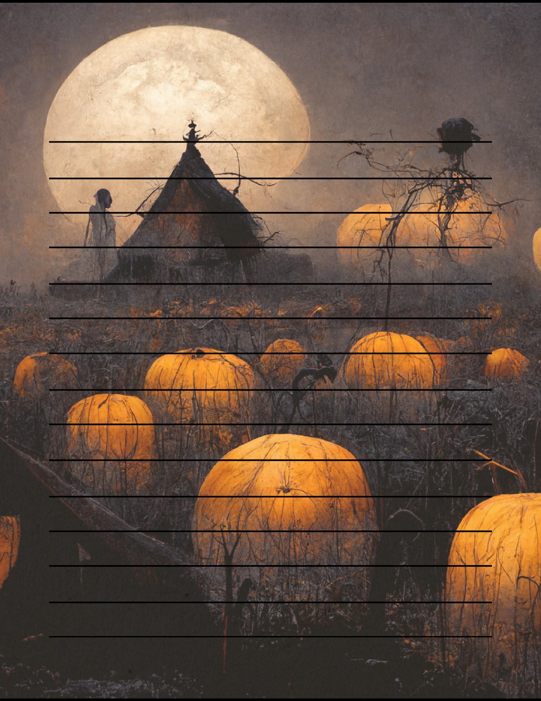 Spooky Pumpkins Lined and Unlined 8.5 X 11 Papers to Download - Etsy