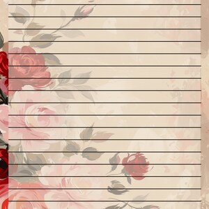 Painted Roses Writing Paper in Four Versions--two Lined and Two Unlined ...