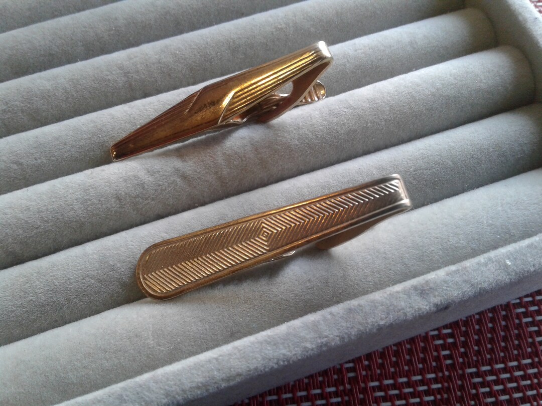 Midcentury Goldtone Small Geometric Tie Clips, Your Choice, New Styles ...