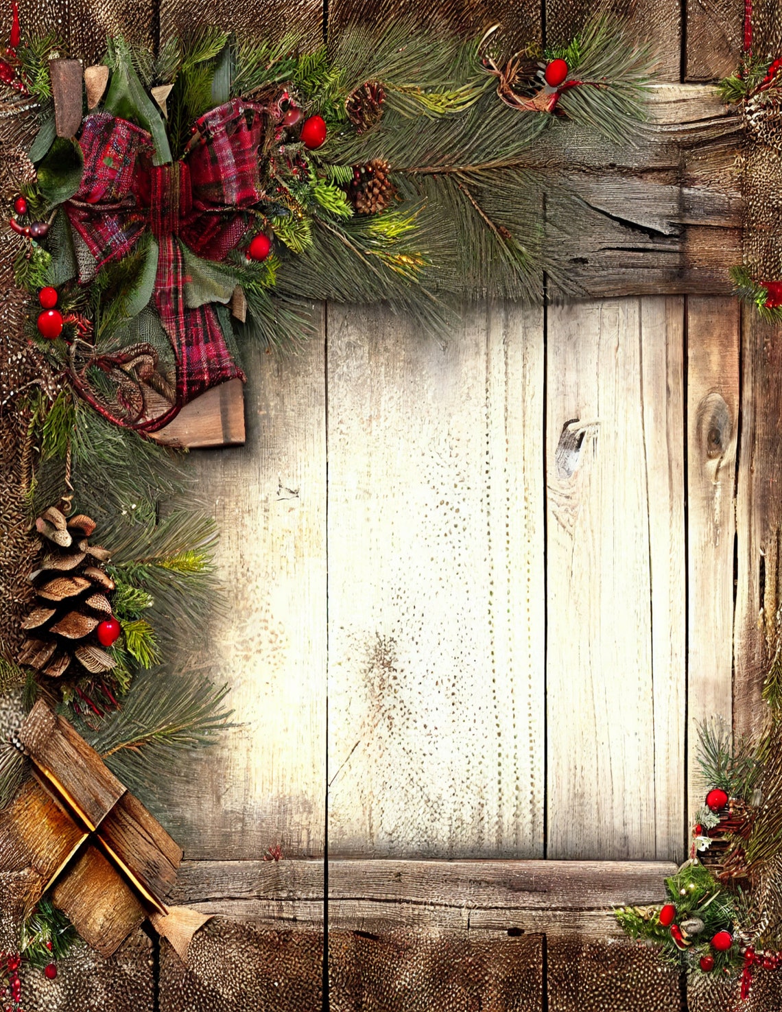 Christmas Woods Five Decorative Digital Papers/backgrounds in Rustic ...