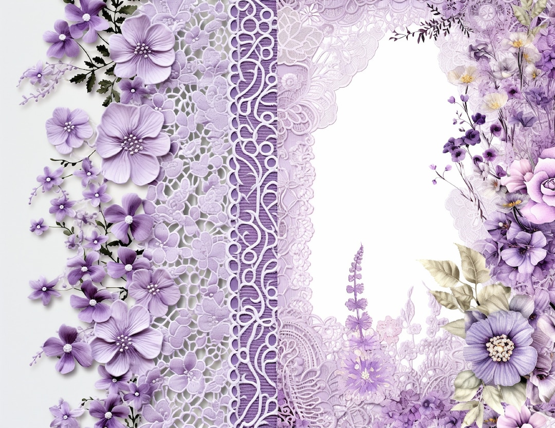 Lavender Lace Junk Journal Pages: Vintage Floral Collage (digital ...