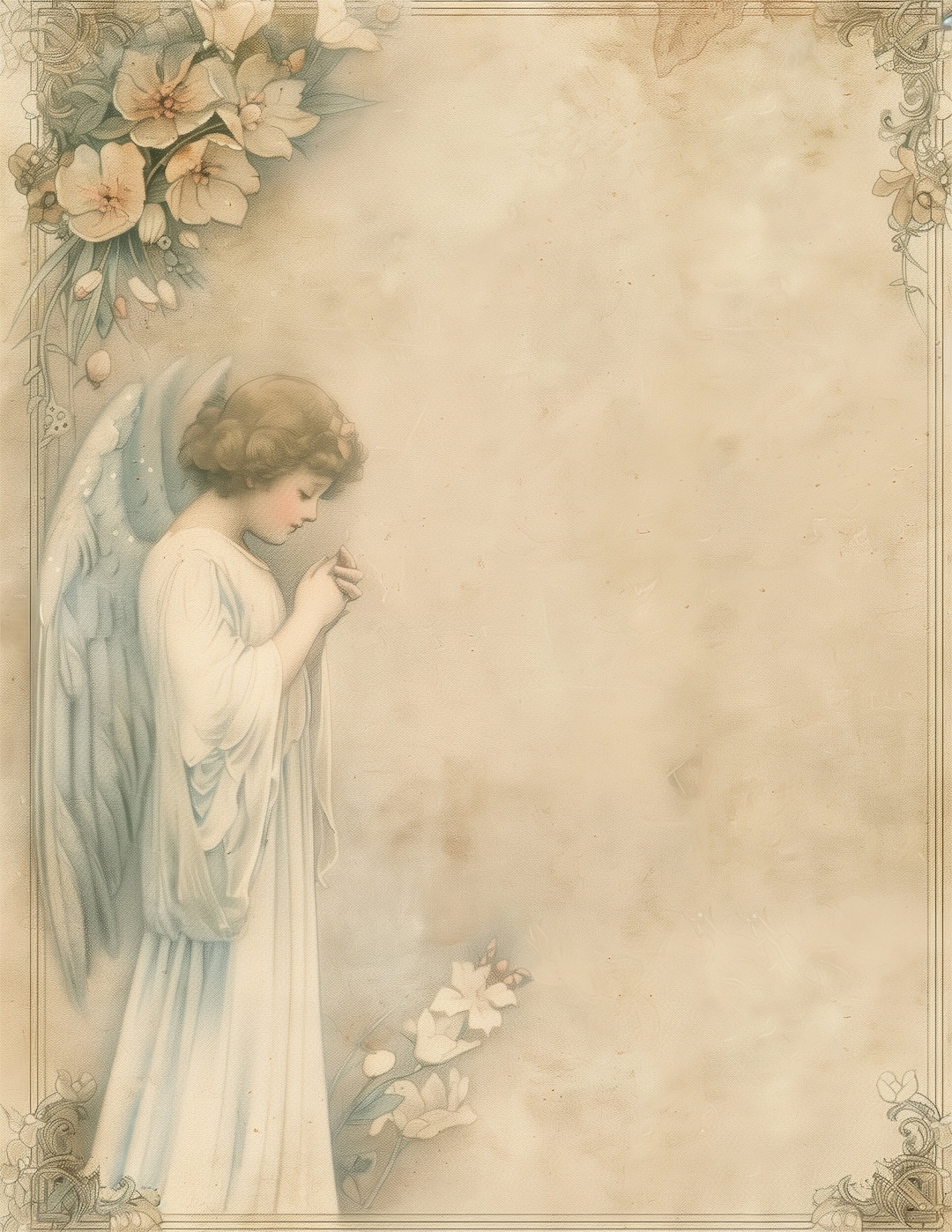 Angelic Lined and Unlined Writing Papers for Instant Download in Two ...