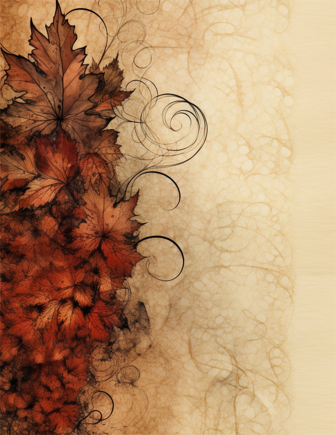 Autumn Leaves Writing Paper: Thanksgiving Stationery Set (digital ...