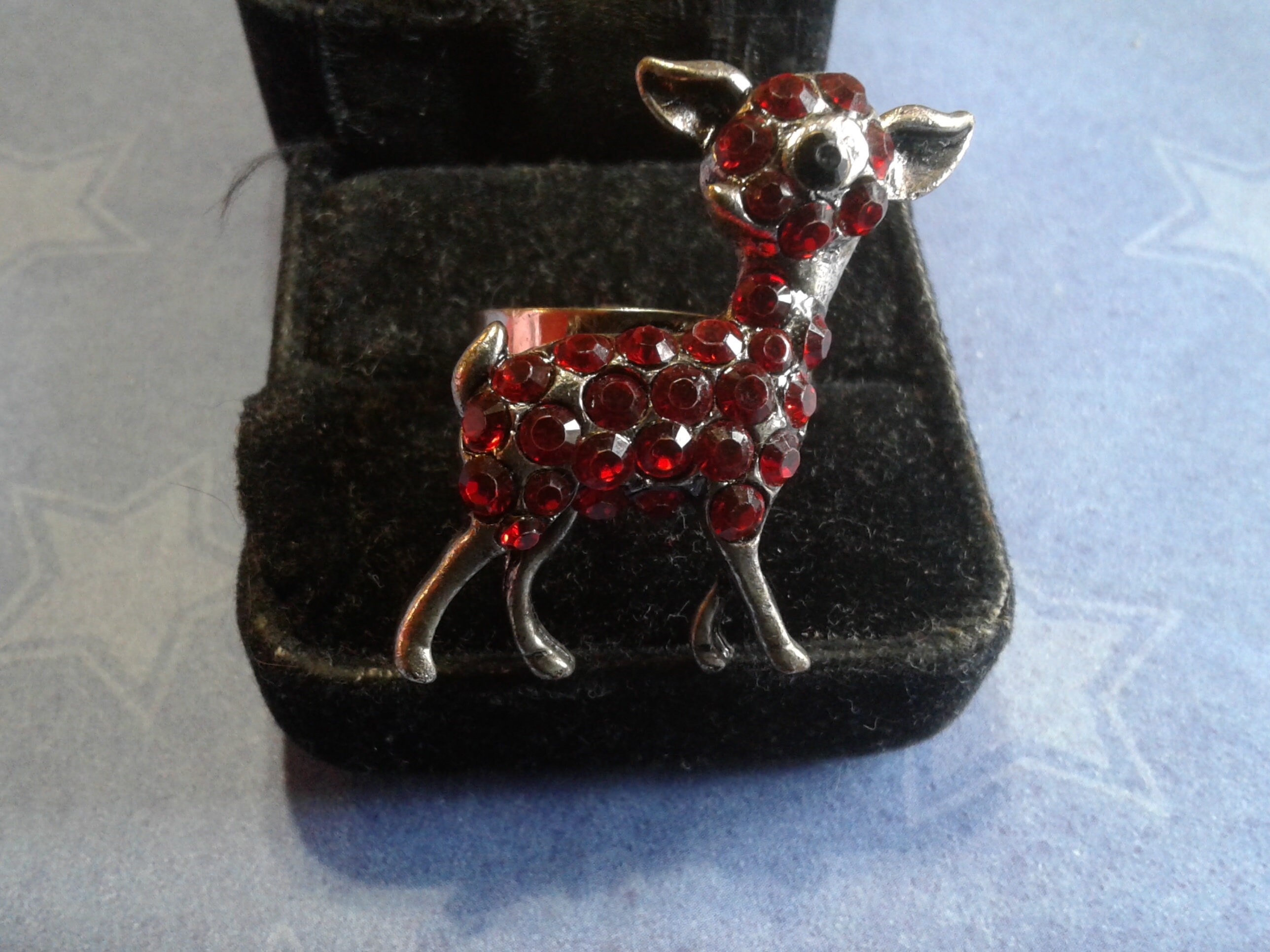 Vintage Red and Black Rhinestone Adjustable Lamb Ring | Etsy