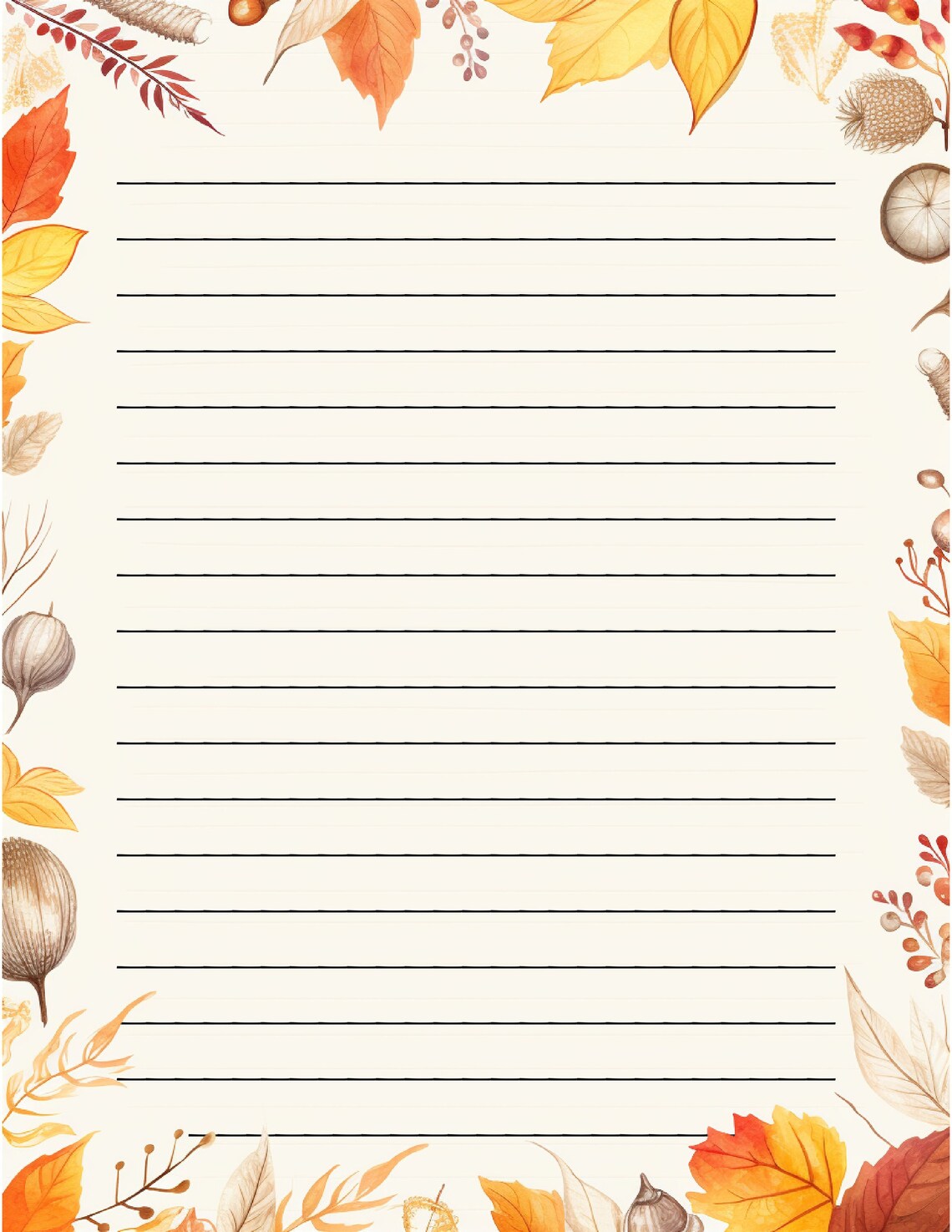 Autumn Themed Lined and Unlined Writing Papers, Two Designs - Etsy