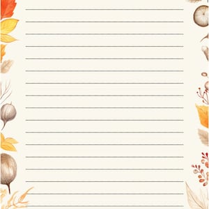 Autumn Themed Lined and Unlined Writing Papers, Two Designs - Etsy