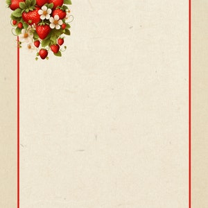Strawberry Season Lined and Unlined Writing Papers, Instant Download ...
