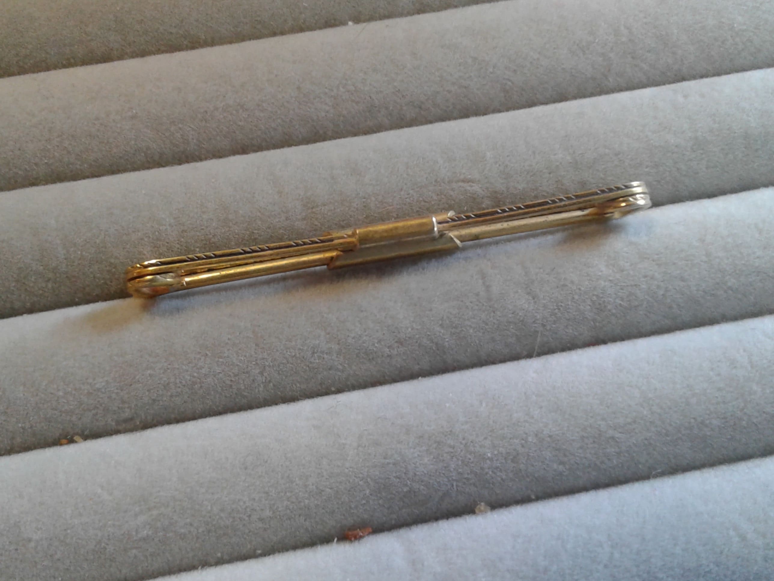 Swank 50 Double Sided Collar Stay, Goldtone, Narrow Rope Design, Pat. 75818