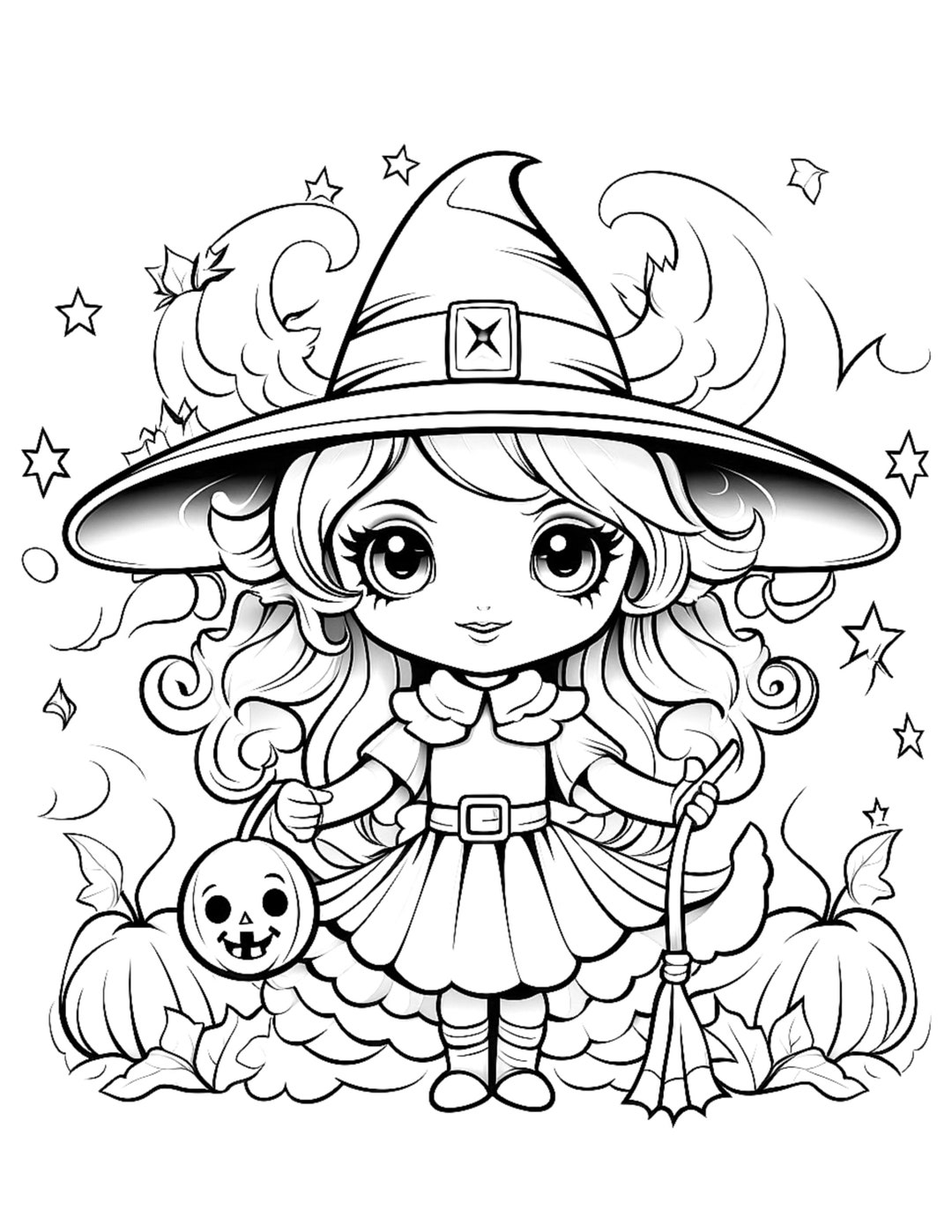 Five Cute Little Witches Coloring Sheets for Instant Download - Etsy
