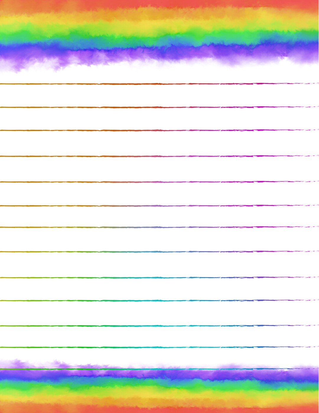 Rainbow Stripe Lined and Unlined Writing Papers/stationery for Instant ...