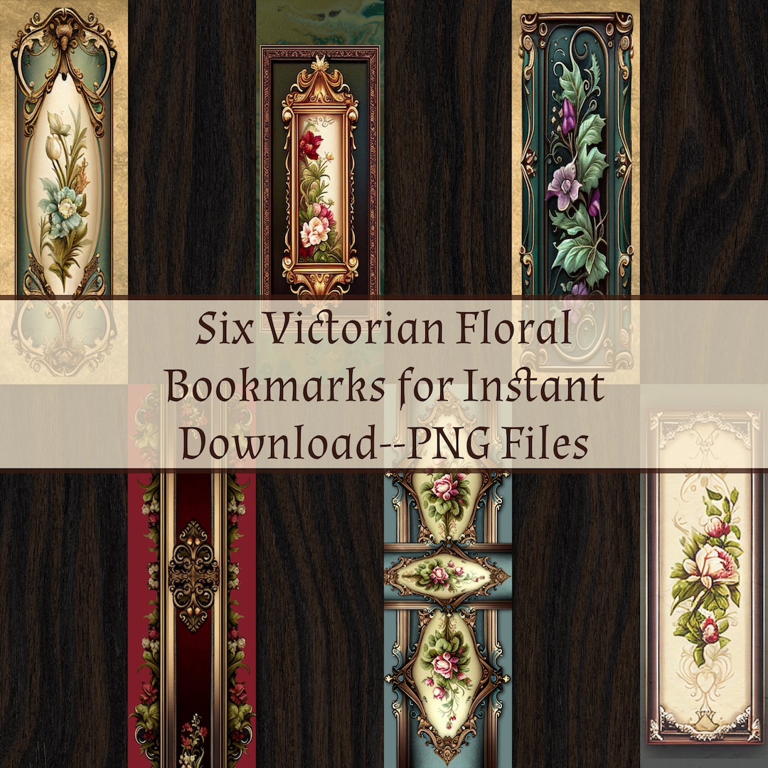 Six Victorian Floral Bookmarks for Instant Downloadpng - Etsy