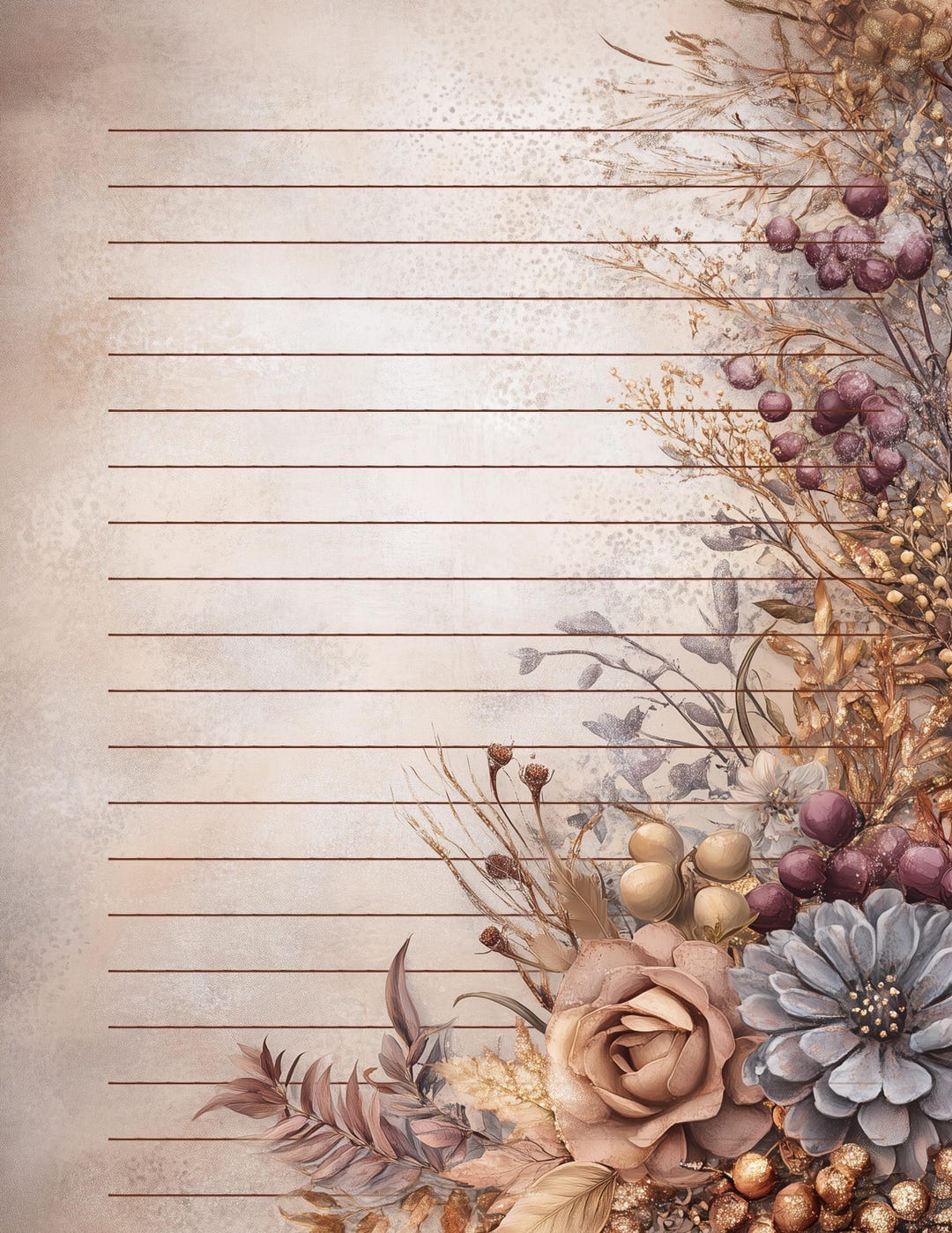 Midnight Garden Autumn Themed Lined and Unlined Writing Papers, Two ...