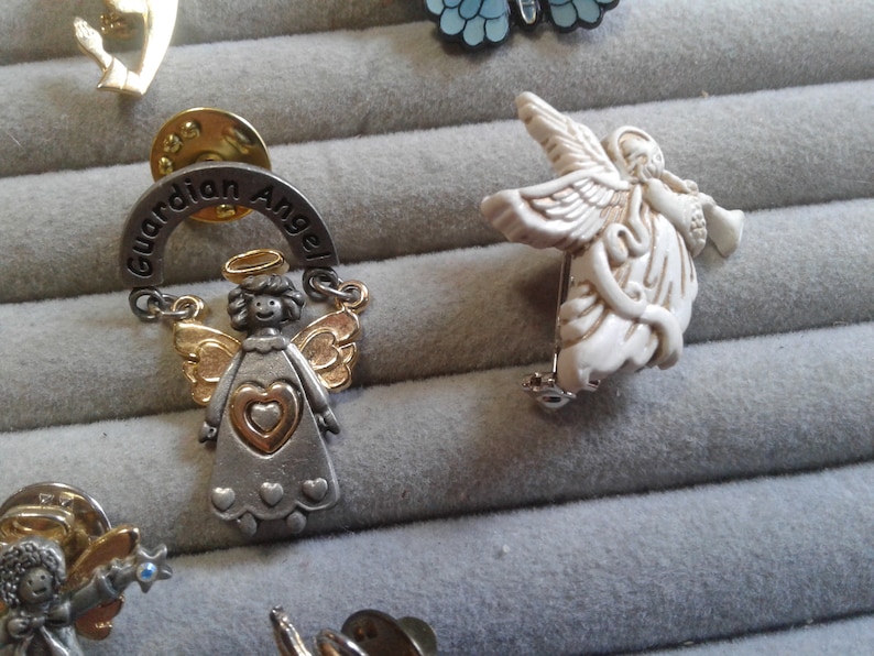 Selection of Small Mostly Religious Pins, Angels, Etc.--sold Separately ...