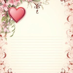 Five Beautiful Sentimental Heart Writing/journaling Papers to Download ...