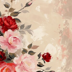 Painted Roses Writing Paper in Four Versions--two Lined and Two Unlined ...