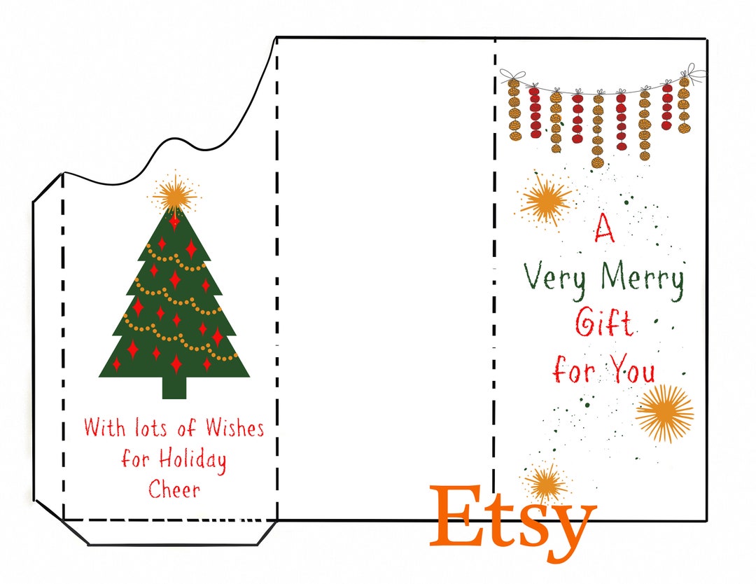 A Gift for You Merry Green and Red on White Background Print and Fold ...