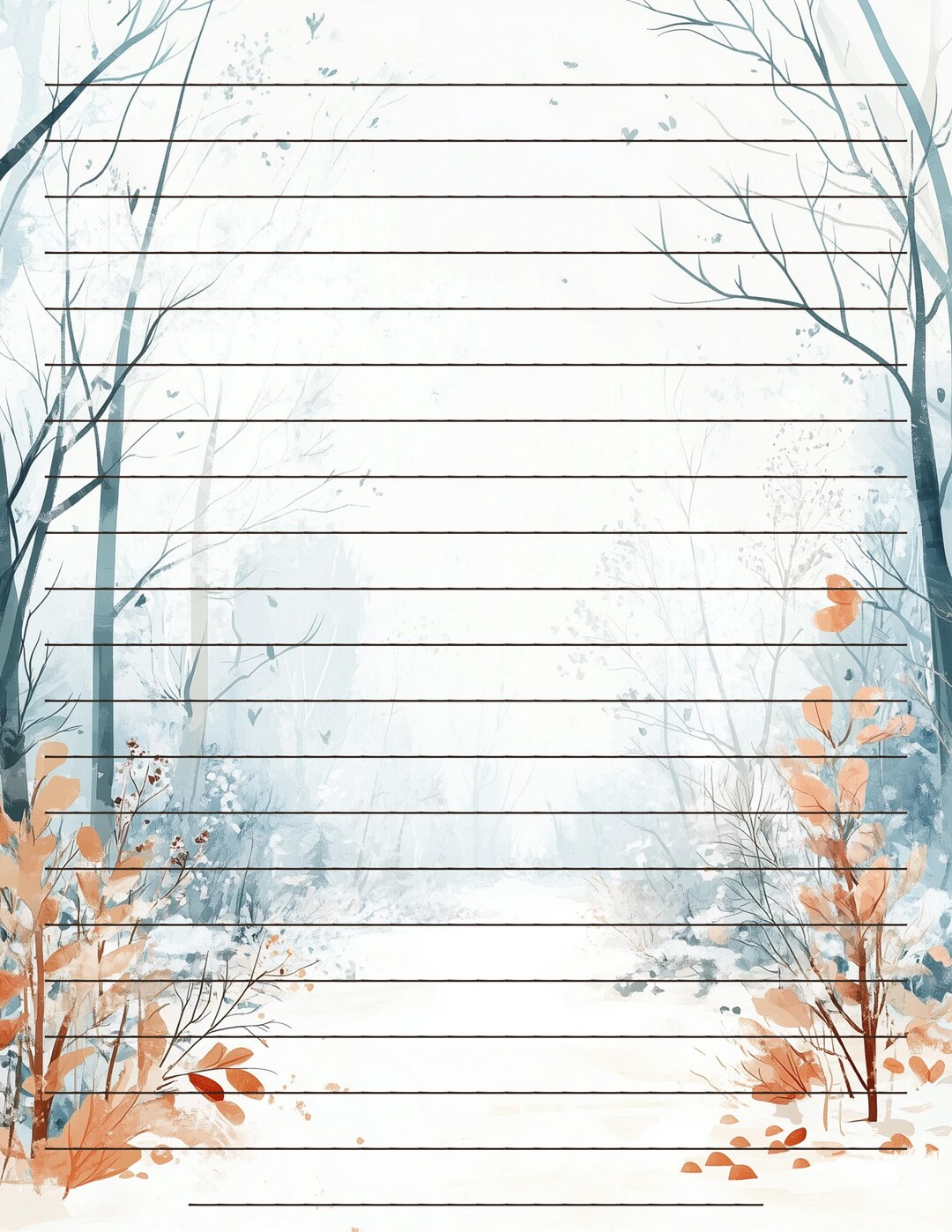 Winter Woodland Themed Lined and Unlined Writing Papers, Two Designs - Etsy