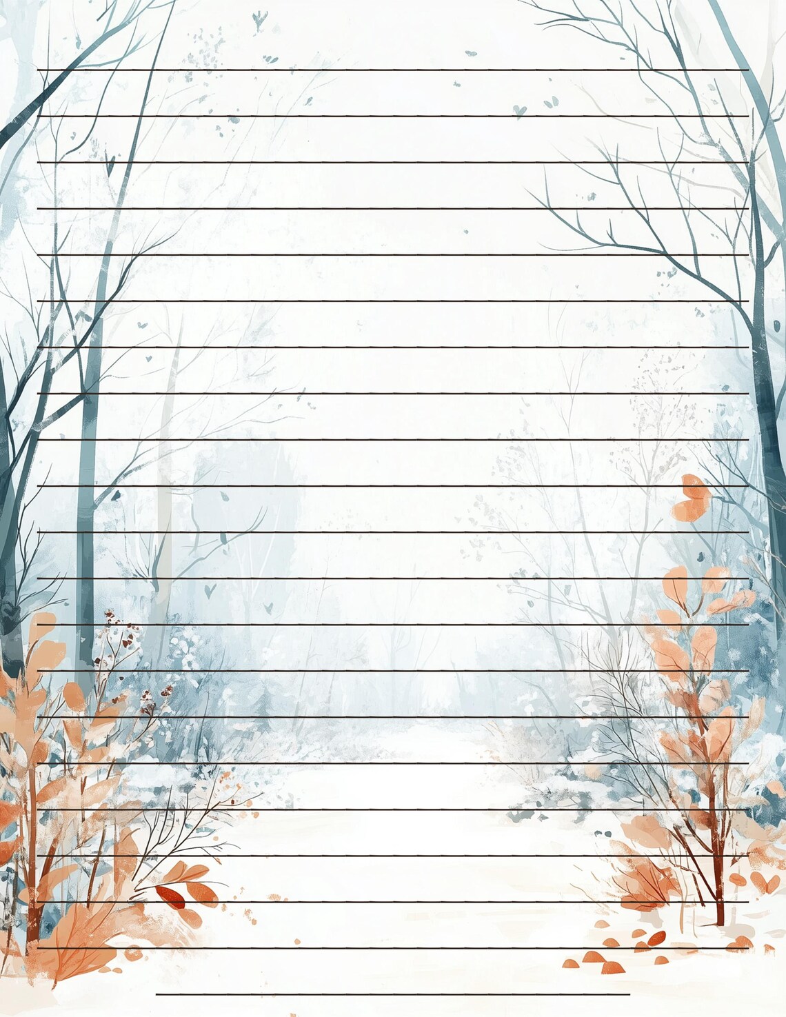 Winter Woodland Themed Lined and Unlined Writing Papers, Two Designs - Etsy