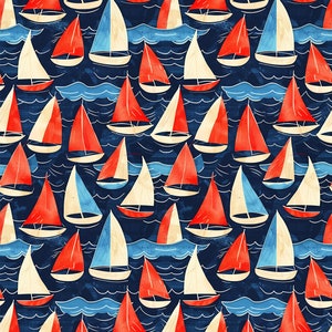 Sail Away-five Seamless Repeating Sailboat Patterned Papers--jpg Files ...