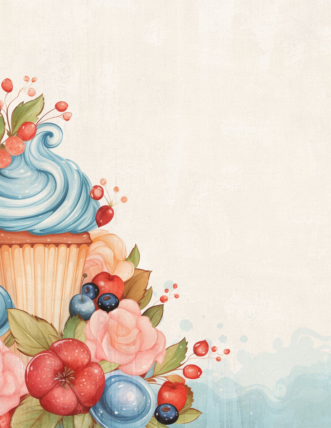 Cupcake Caper Lined and Unlined Writing Papers, Instant Download ...