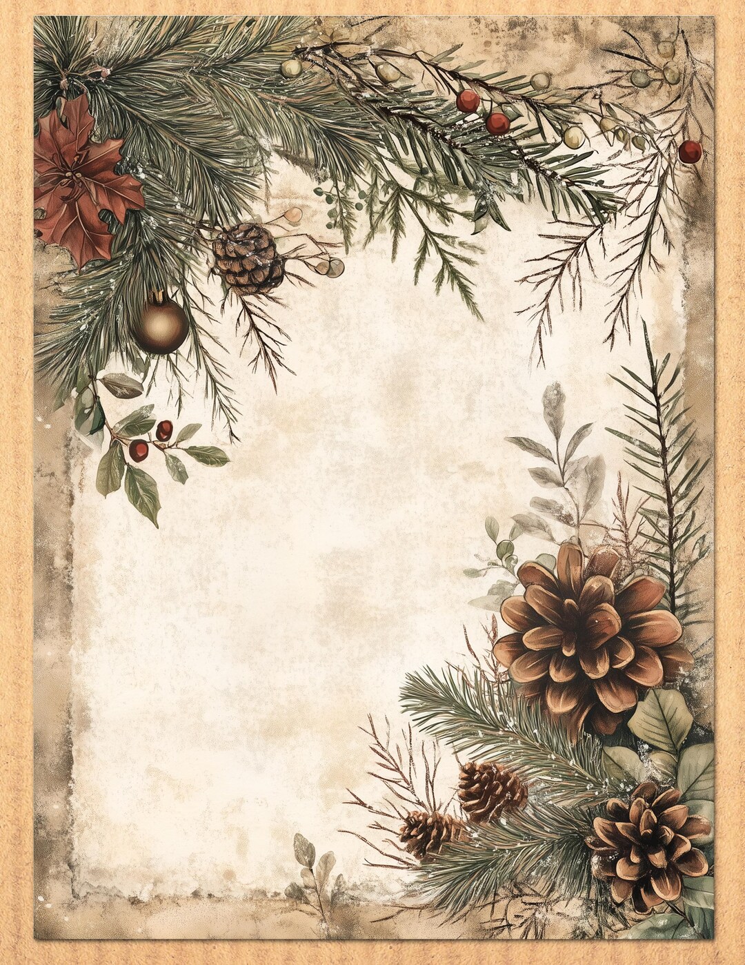 Five Seasons of Nature Christmas Winter Holiday Bordered Digital Papers ...