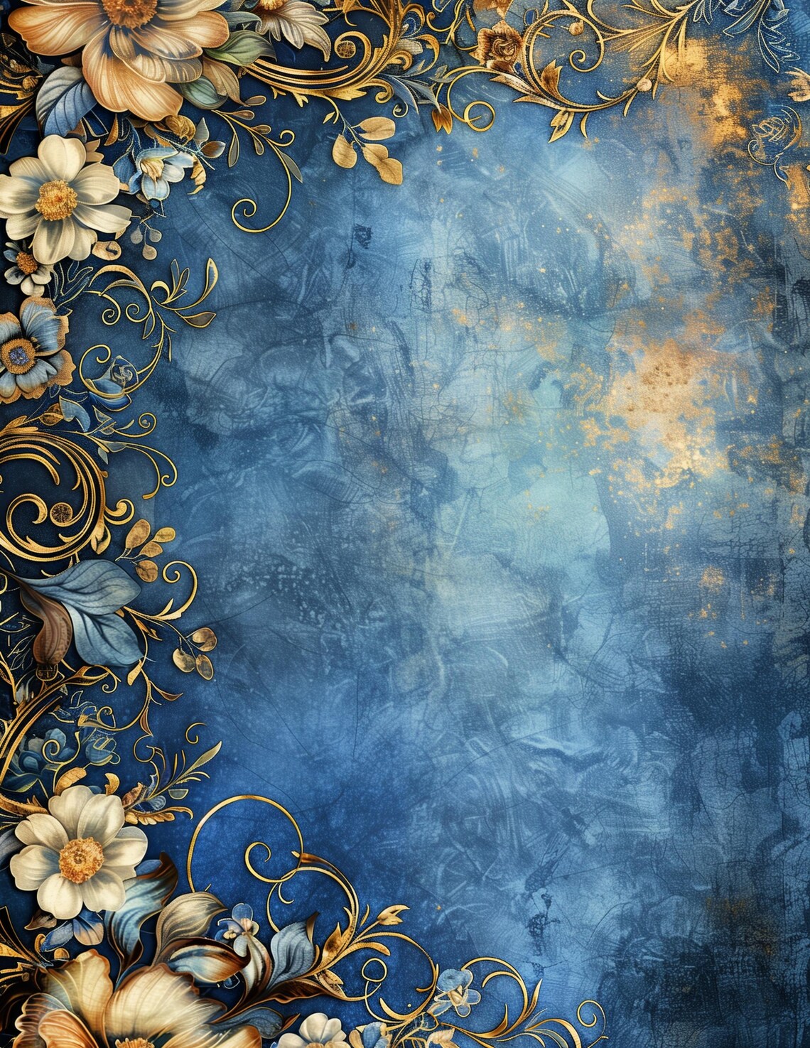 Sapphire Floral Writing Paper: Printable Journal Pages (digital ...