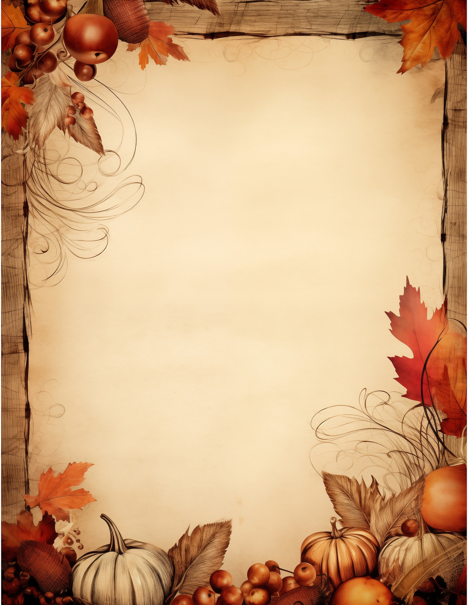 Thanksgiving Writing Paper: Autumn Leaves & Pumpkins (digital Download ...