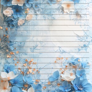 Five Beautiful Blue Dream Textured Floral With Bird/butterflies Lined ...