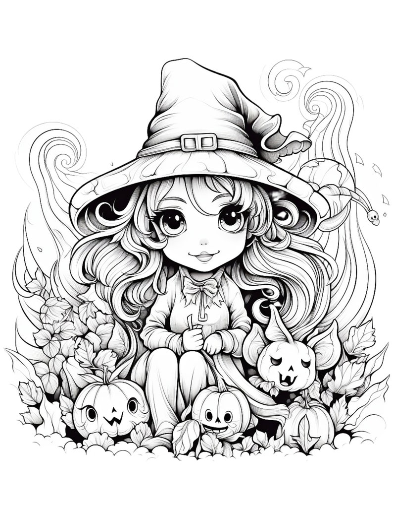 Five Cute Little Witches Coloring Sheets for Instant Download - Etsy