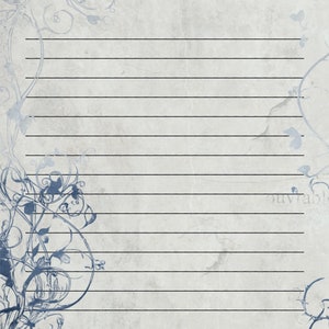 Muted Vine Lined and Unlined Writing Papers for Instant Download in Two ...